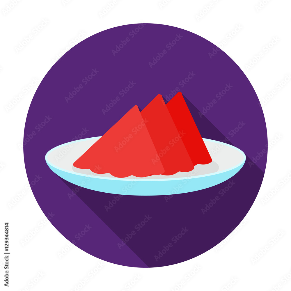 Folded napkins on the plate icon in flat style isolated on white ...