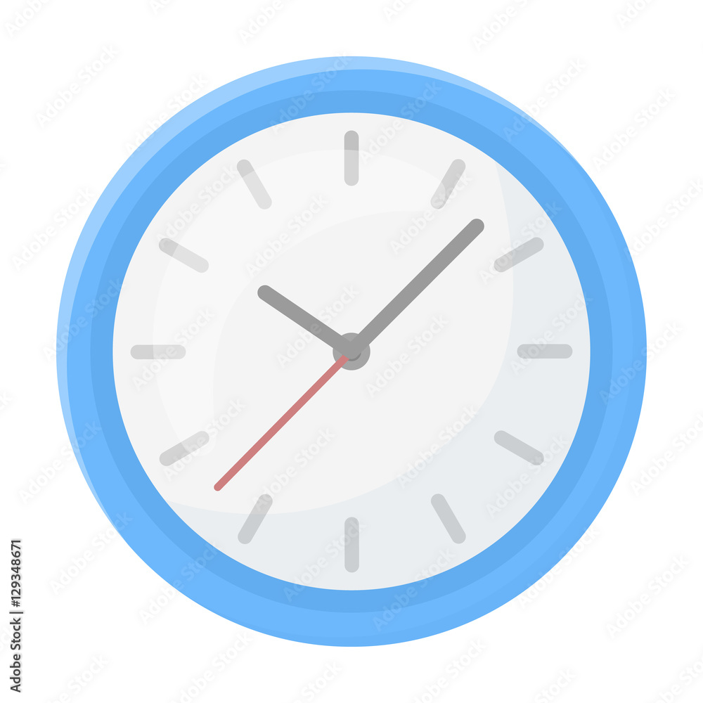 Office clock icon in cartoon style isolated on white background. Office ...