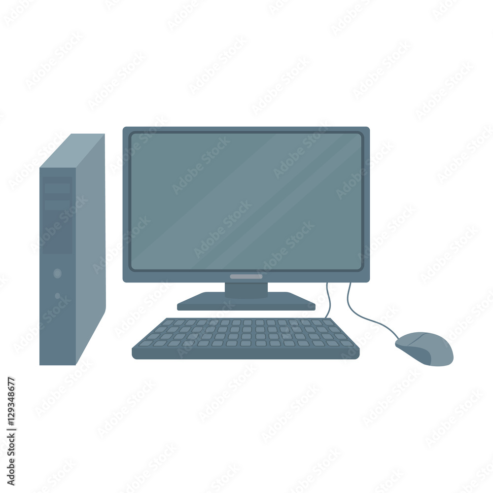Personal computer icon in cartoon style isolated on white background ...