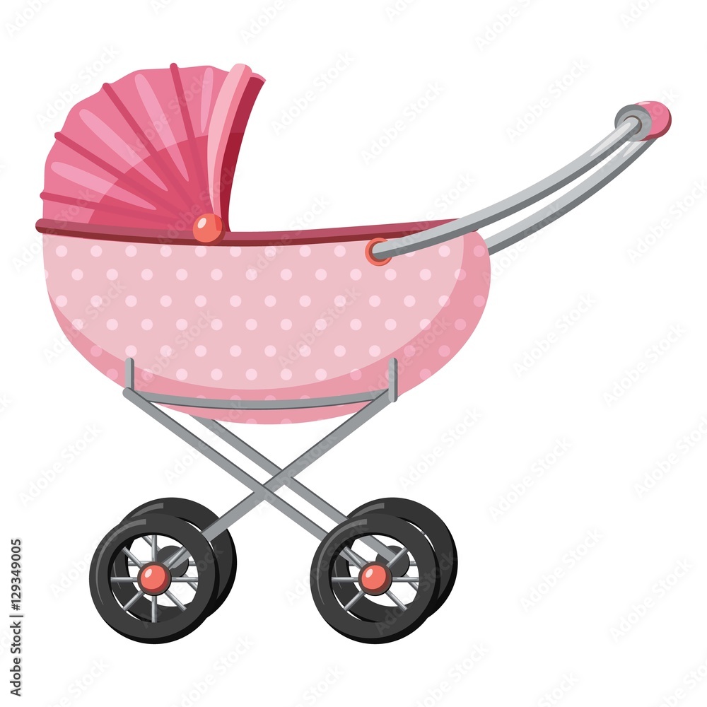 Children stroller icon. Cartoon illustration of children stroller ...