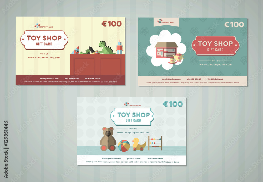 Toy Store Gift Card Layout Stock Template | Adobe Stock