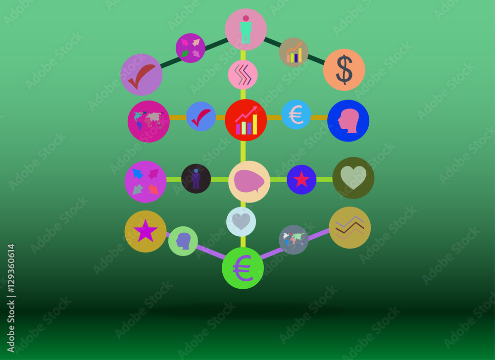 Technology network. Connected symbols for digital, connect, communicate ...