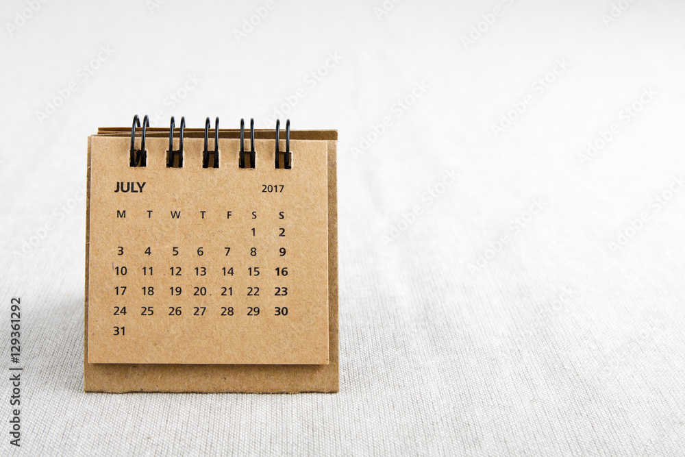 July. Calendar sheet with copy space on right side. Stock Photo | Adobe ...