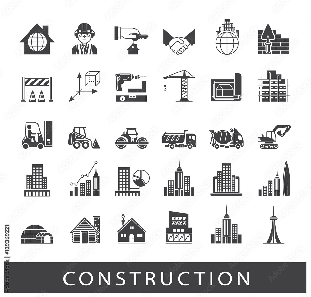 Set of construction icons. Collection of vector icons presenting ...