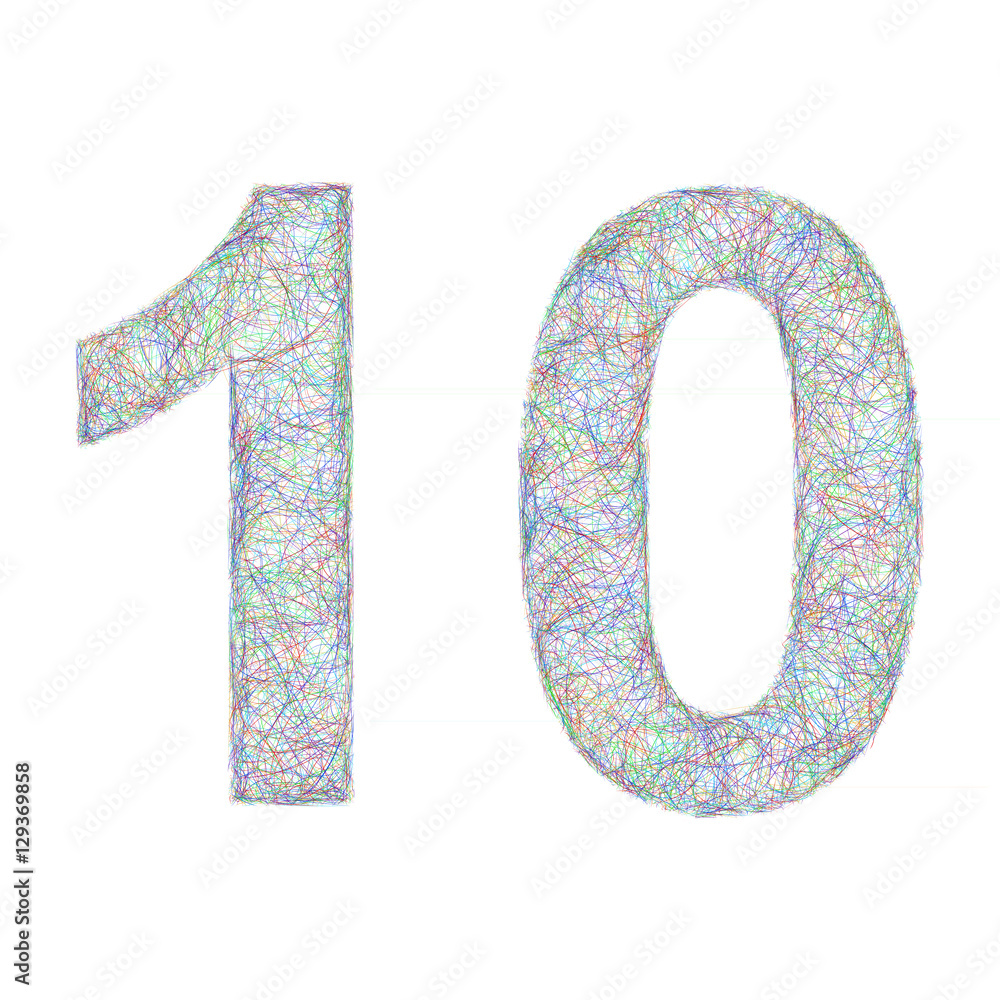 Colorful sketch anniversary design - number 10 Stock Vector | Adobe Stock