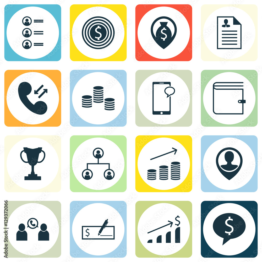 Set Of 16 Human Resources Icons. Can Be Used For Web, Mobile, UI And ...