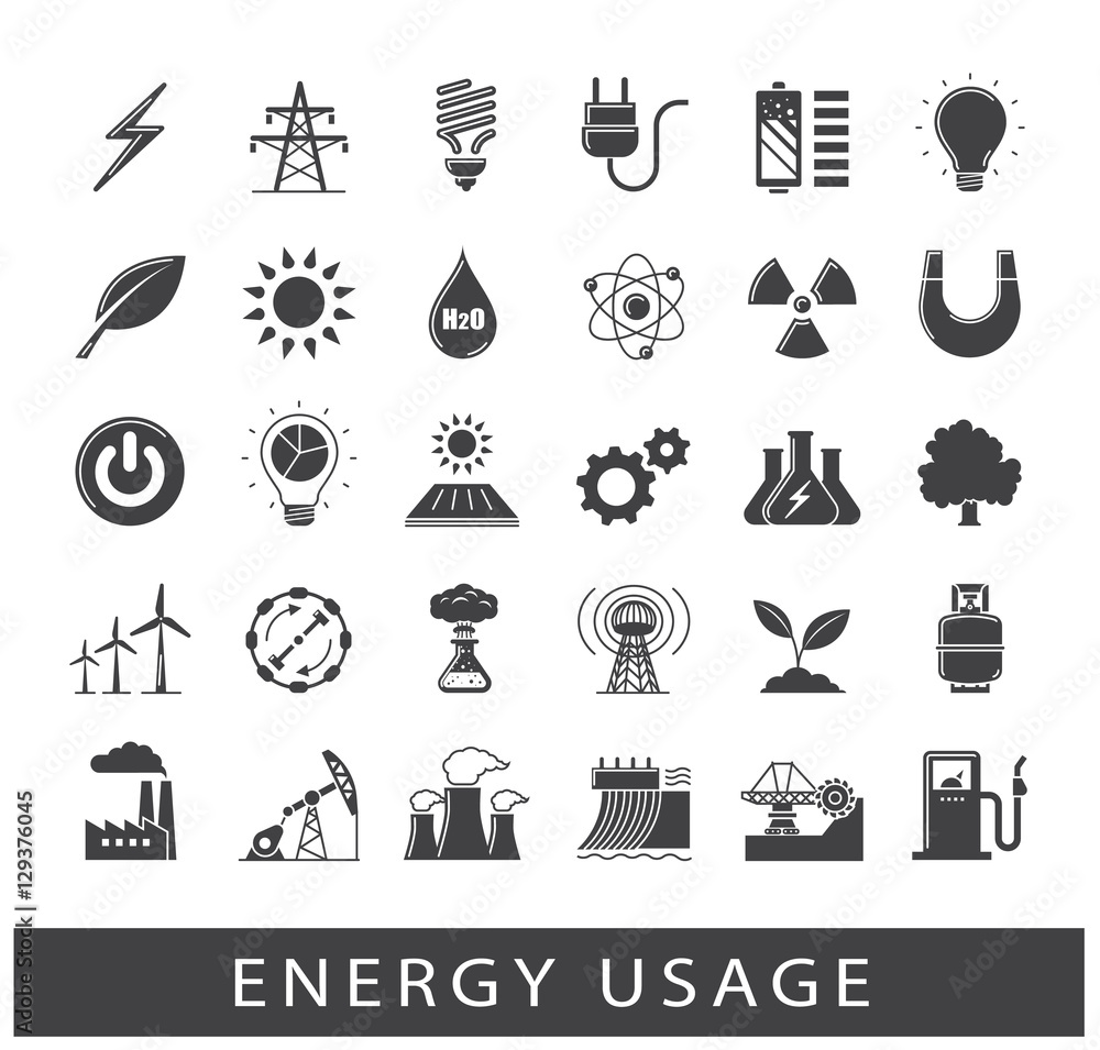 Various energy sources. Various kinds of energies for use in industry ...