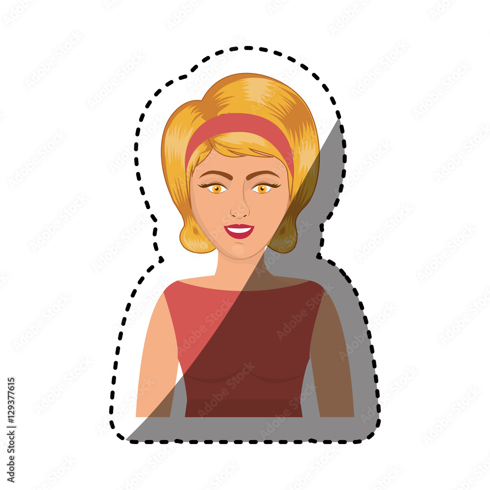 Retro woman icon. Girl vintage beautiful classic and fashion theme ...