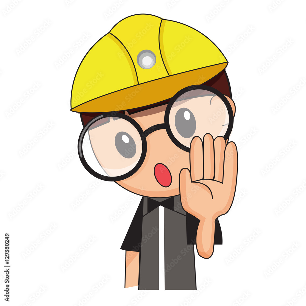 Cartoon worker on white background. Vector illustration. Stock Vector ...