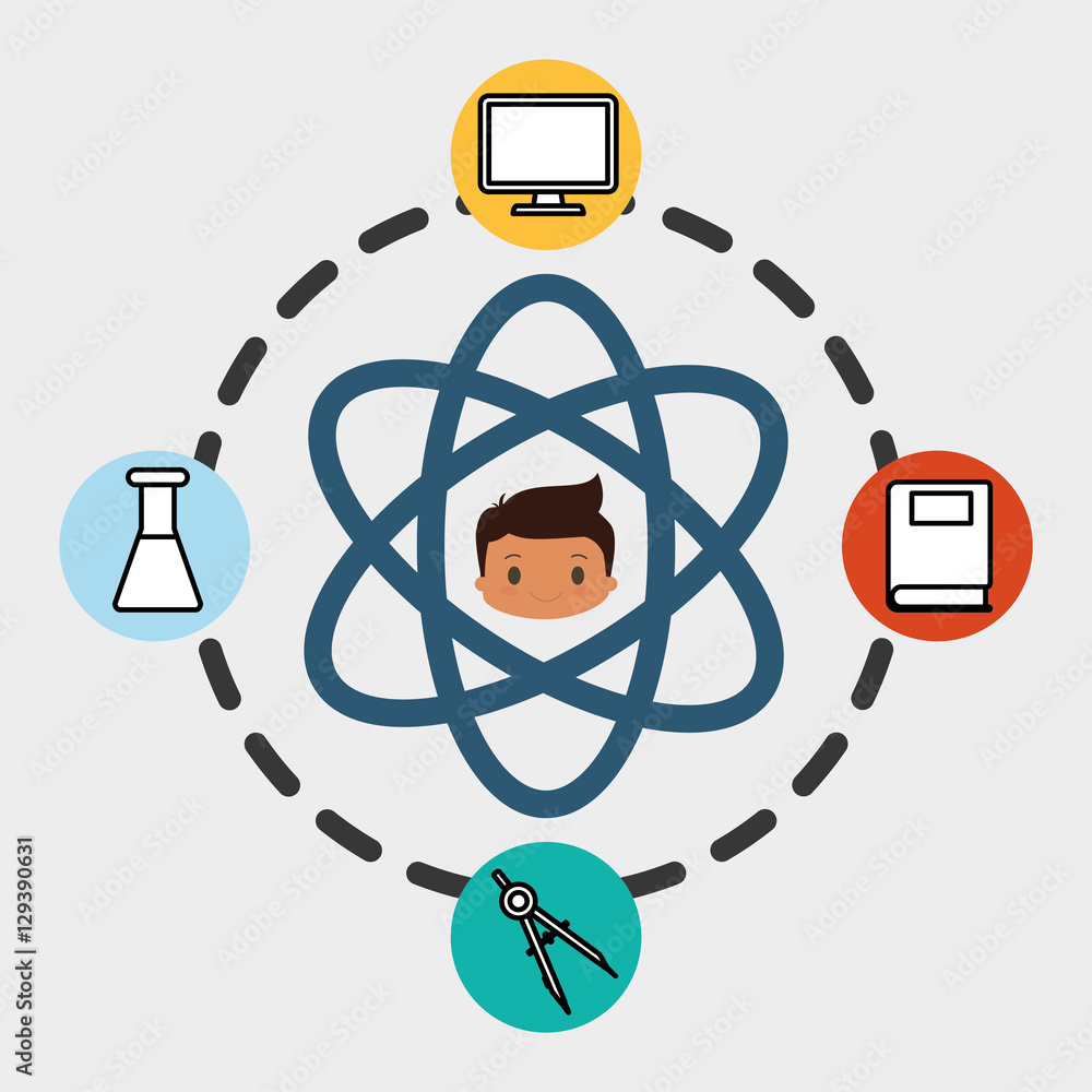 boy school student molecule laboratory vector illustration eps 10 Stock ...