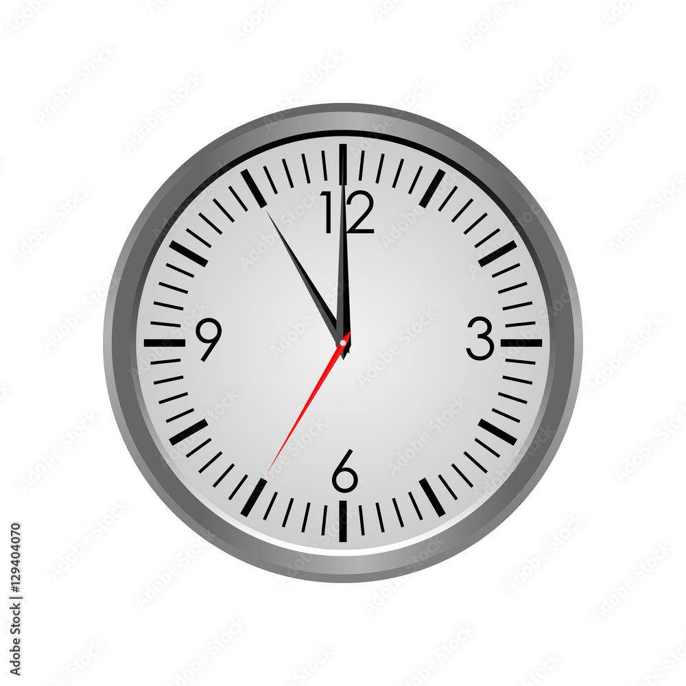 Round office clock showing eleven o'clock isolated on white background ... Round office clock showing eleven o'clock isolated on white background ...
