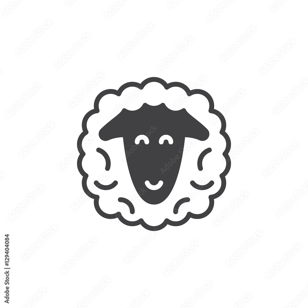 Sheep head icon vector, filled flat sign, solid pictogram isolated on ...