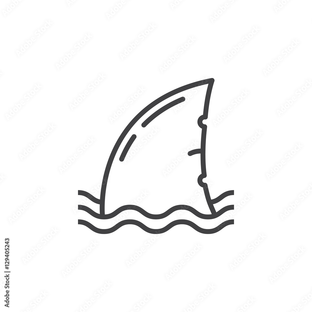 Shark fin line icon, outline vector sign, linear pictogram isolated on ...