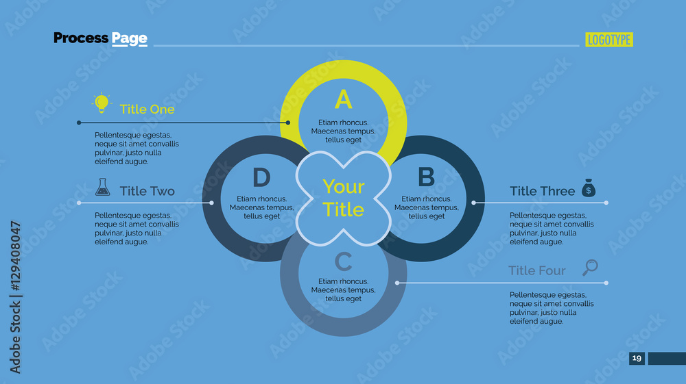 Simple Mind Map Slide Template Stock Vector | Adobe Stock