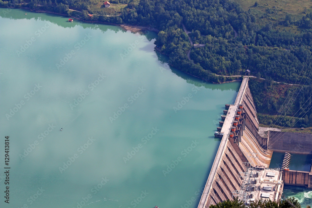 hydroelectric power plant on river Stock Photo | Adobe Stock