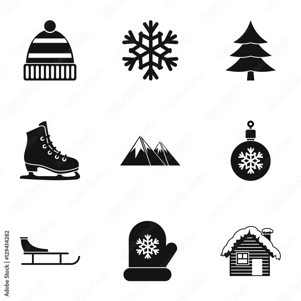 Winter icons set. Simple illustration of 9 winter vector icons for web ...