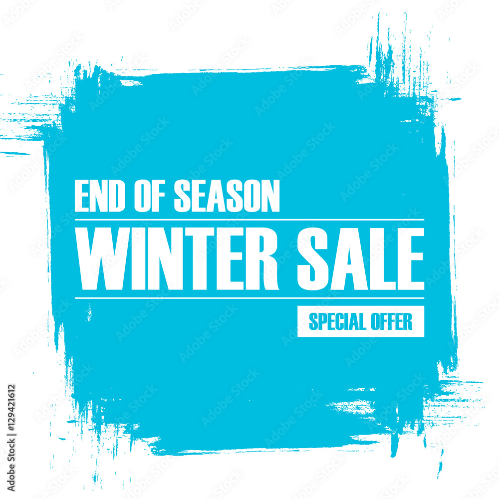 Winter Sale. End of season special offer banner with brush stroke ...