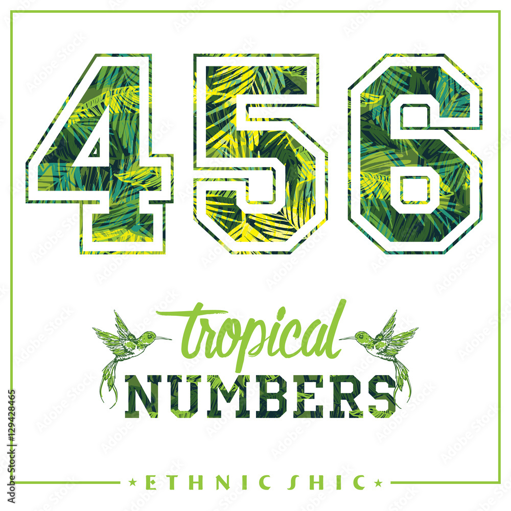 Vector tropical numbers for t-shirts, posters, card and other uses ...