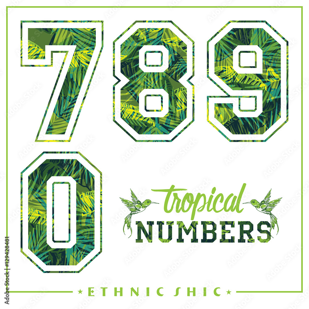 Vector tropical numbers for t-shirts, posters, card and other uses ...