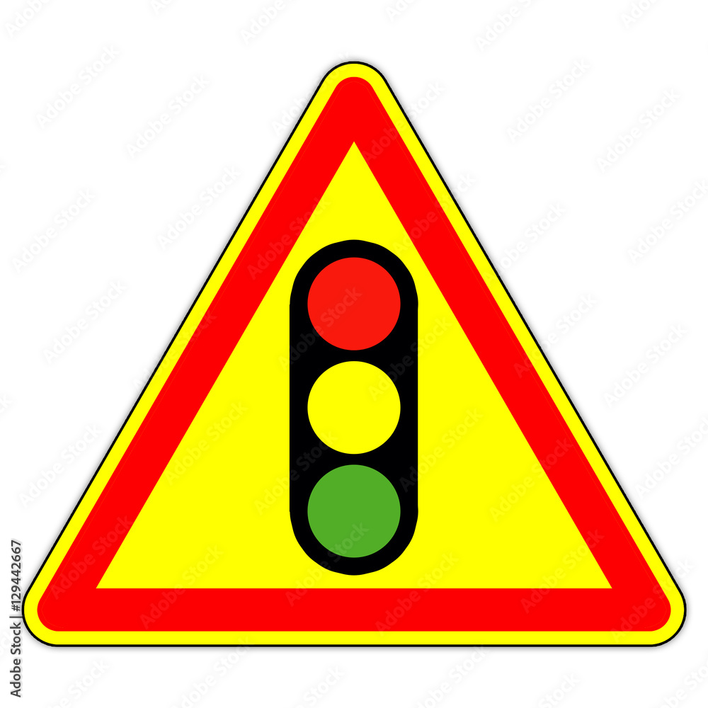 Panneau de chantier en France : attention au feu tricolore Stock ...