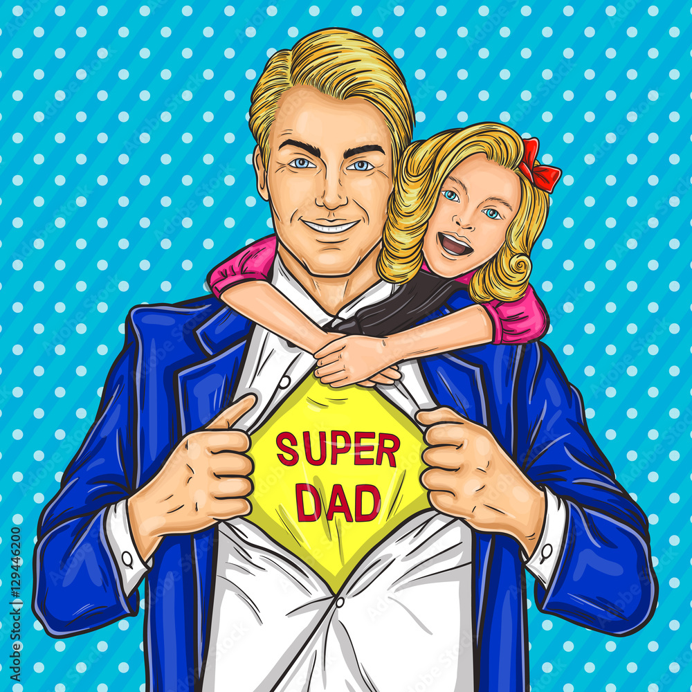 Super dad and his beloved daughter Stock Vector | Adobe Stock