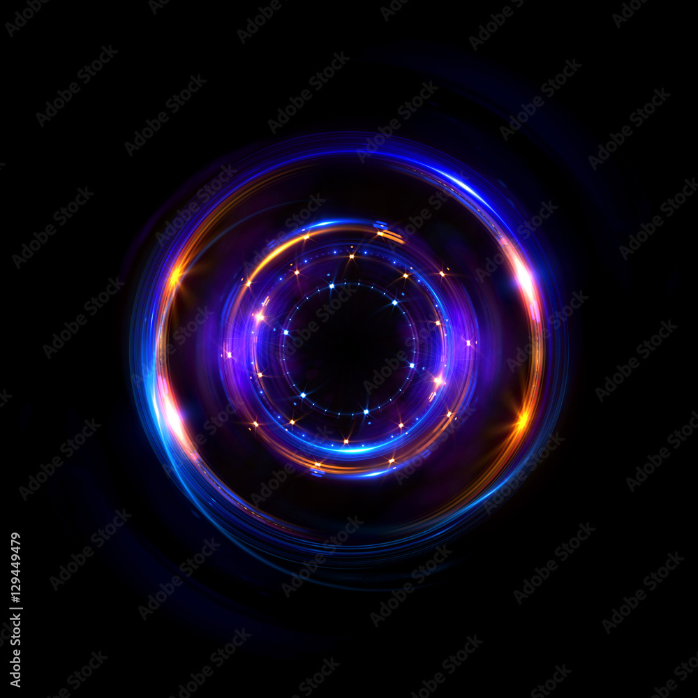 Abstract neon background. luminous swirling bunner. Glowing spiral ...