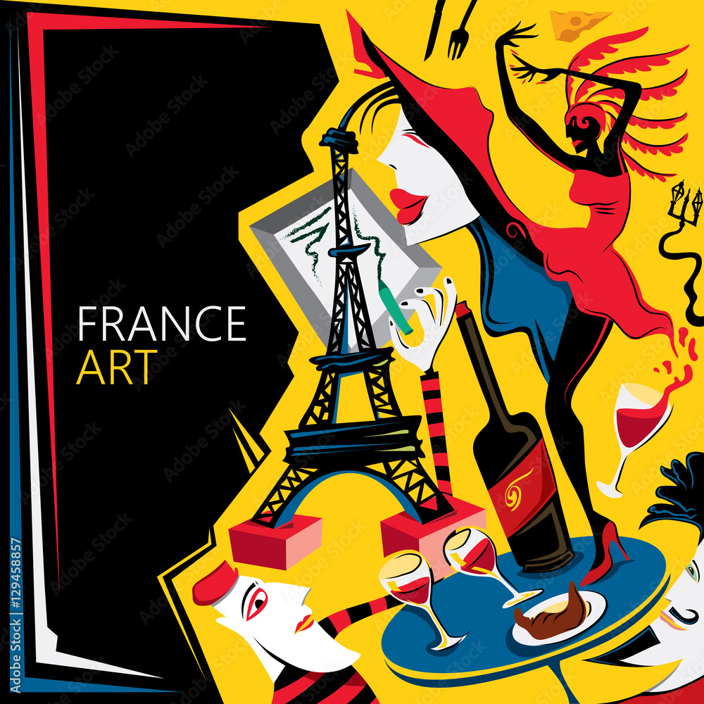 Abstract French Style Illustration, France Elements Artwork (vector Art ...