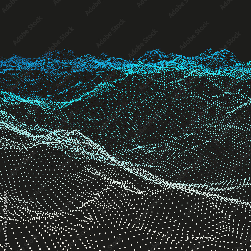 Wavy Grid Background. Ripple Grid. Network Design with Particle Stock ...