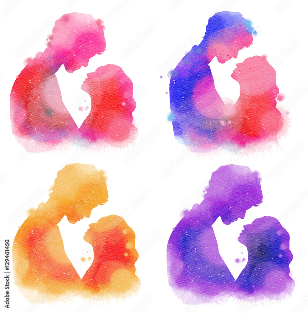 Watercolor Couple Silhouette