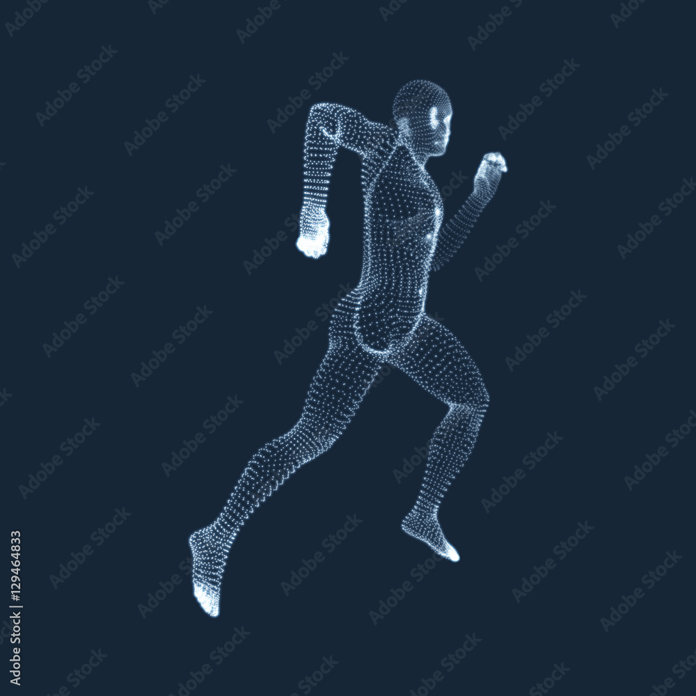 Running Man. 3D Model of Man. Human Body Model. Body Scanning. Stock ...