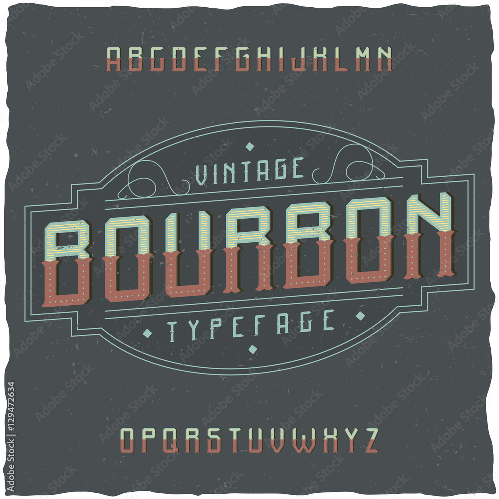 Vintage label typeface named Bourbon. Stock Vector | Adobe Stock