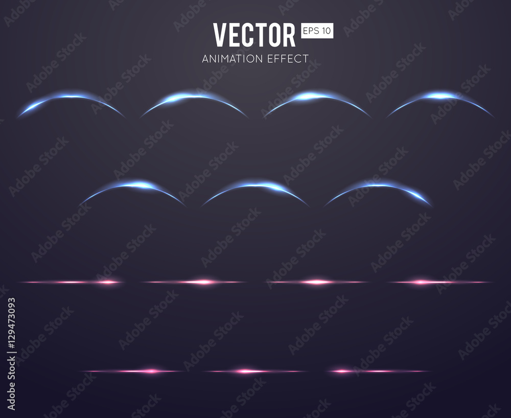 Realistic light effect lens flare animation frames set for games ...