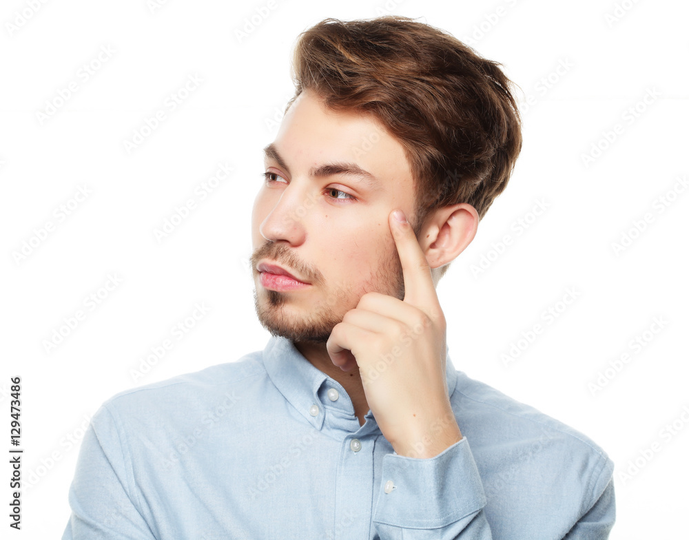 Thinking business man isolated on white background Stock Photo | Adobe ...