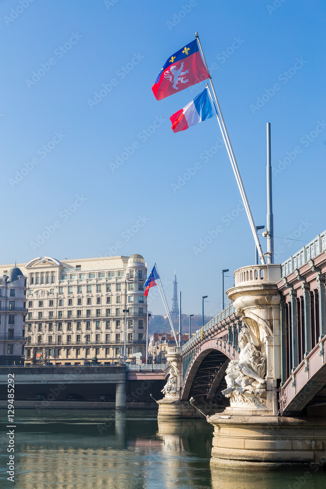 French flag flying on a bridge Stock Photo | Adobe Stock