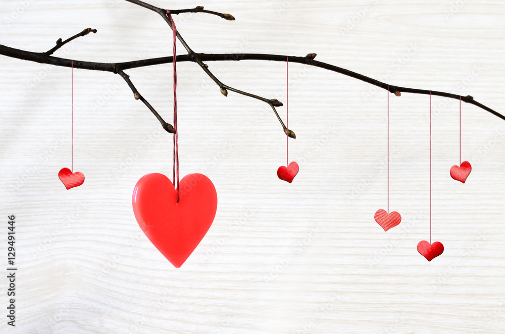 red heart hanging on a tree branch Stock Photo | Adobe Stock