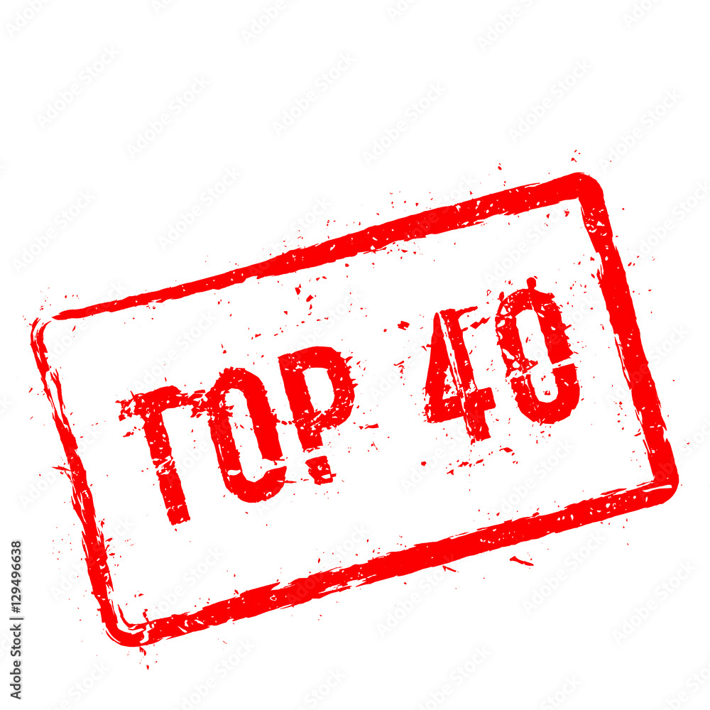 Top 40 red rubber stamp isolated on white background. Grunge ...