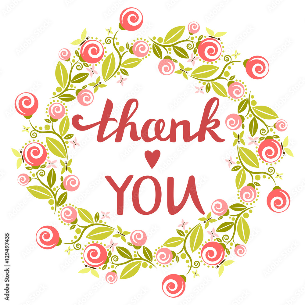 Thank you handwritten vector illustration, dark brush pen lettering ...