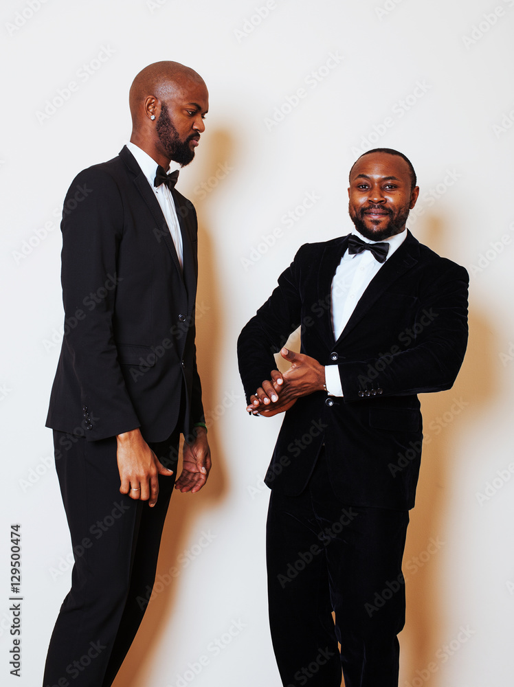 two afro-american businessmen in black suits emotional posing, g Stock ...