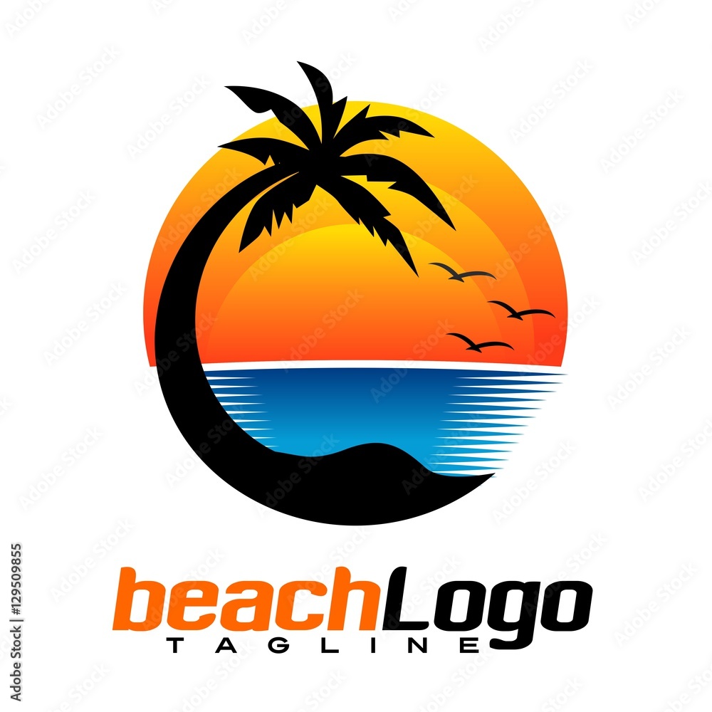 Beach logo vector Stock Vector | Adobe Stock