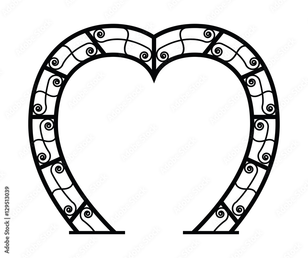 Wedding arch of white heart silhouette on white background. vect Stock ...