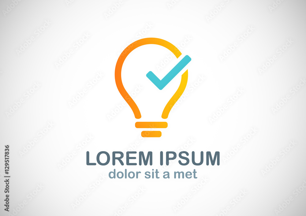 light bulb creative check mark logo Stock Vector | Adobe Stock