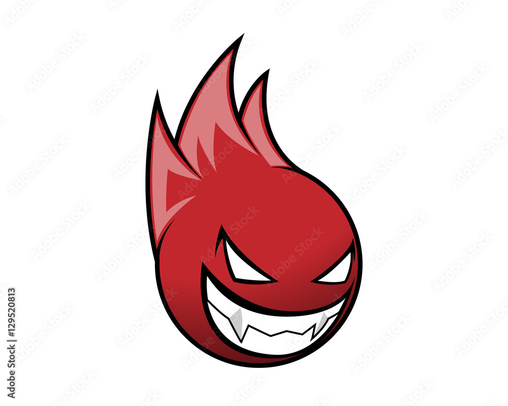 Vetor de smiling demon fireball mascot logo do Stock | Adobe Stock