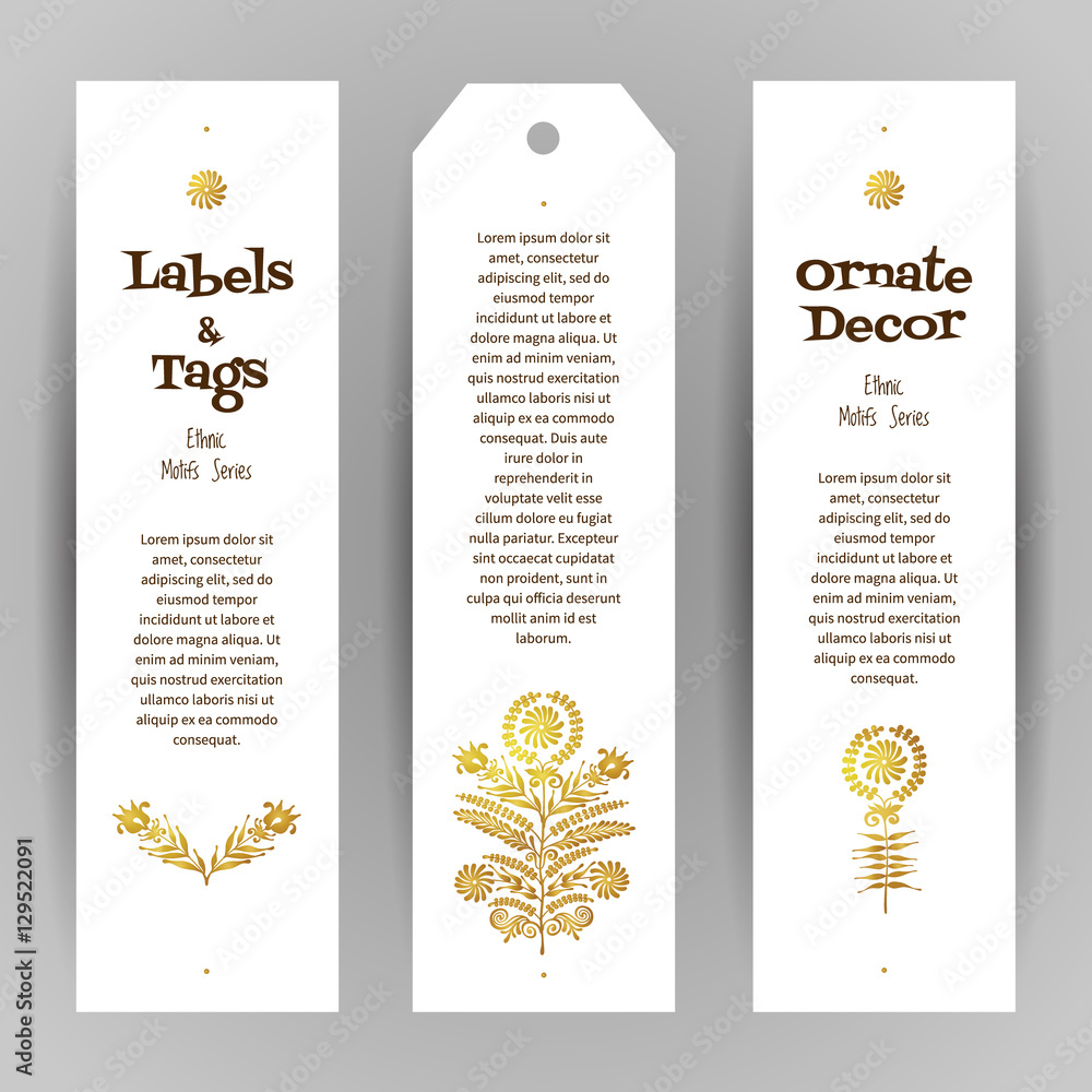 Vector set of golden ethnic labels. Stock Vector | Adobe Stock