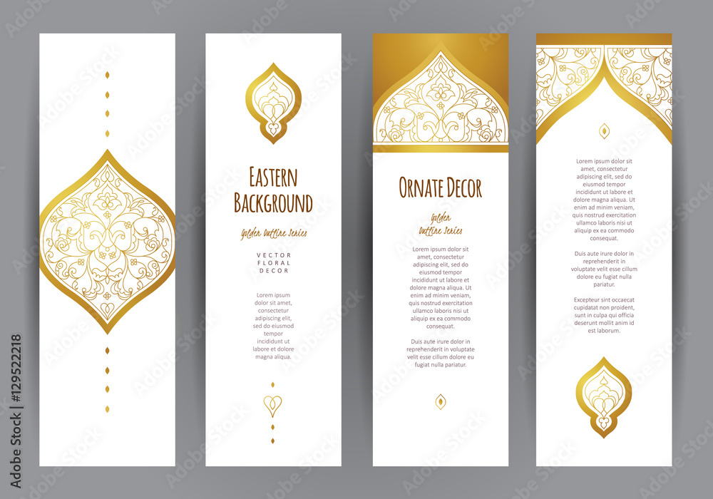Vector set of vertical cards in Eastern style. Stock Vector | Adobe Stock