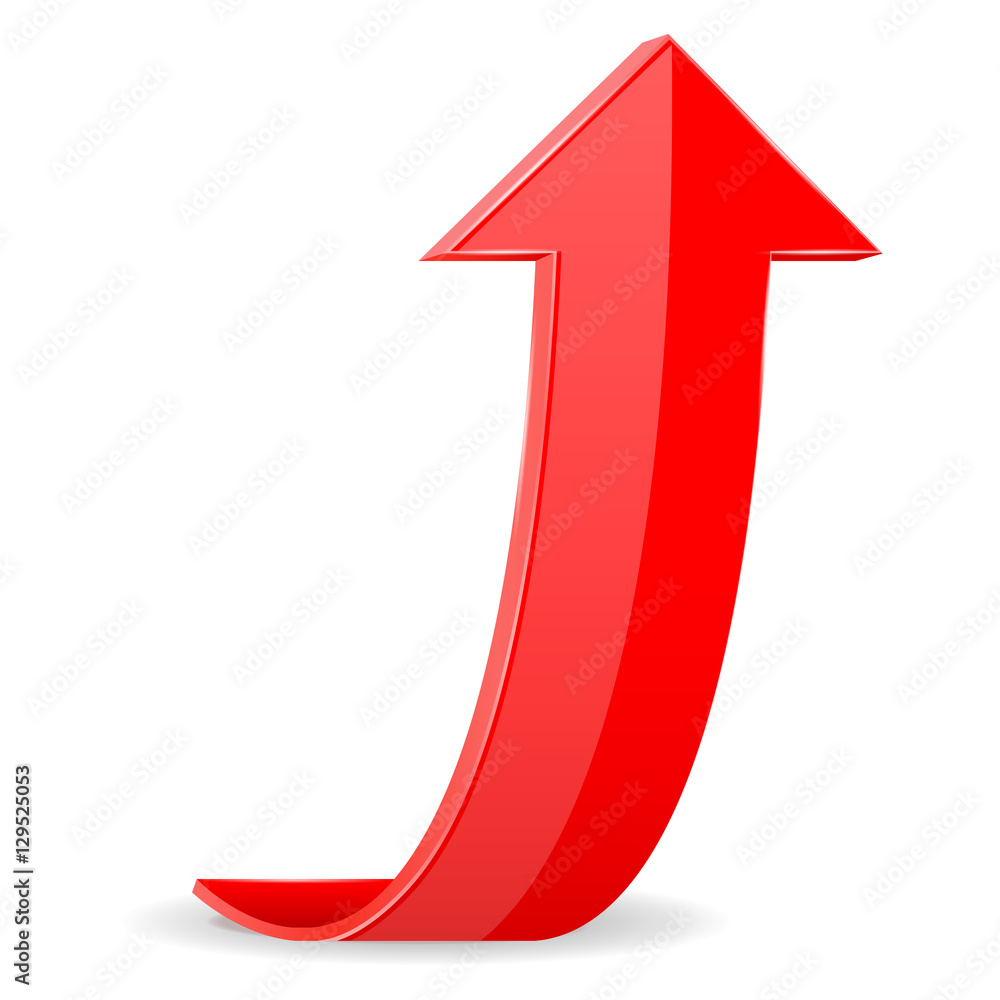 Red arrow. Up rising 3d icon Stock Vector | Adobe Stock
