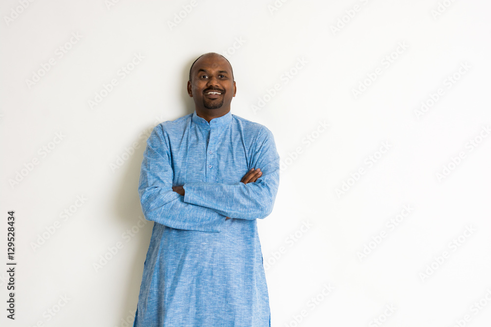 indian male in dhoti dress, full body welcome gesture Stock Photo ...