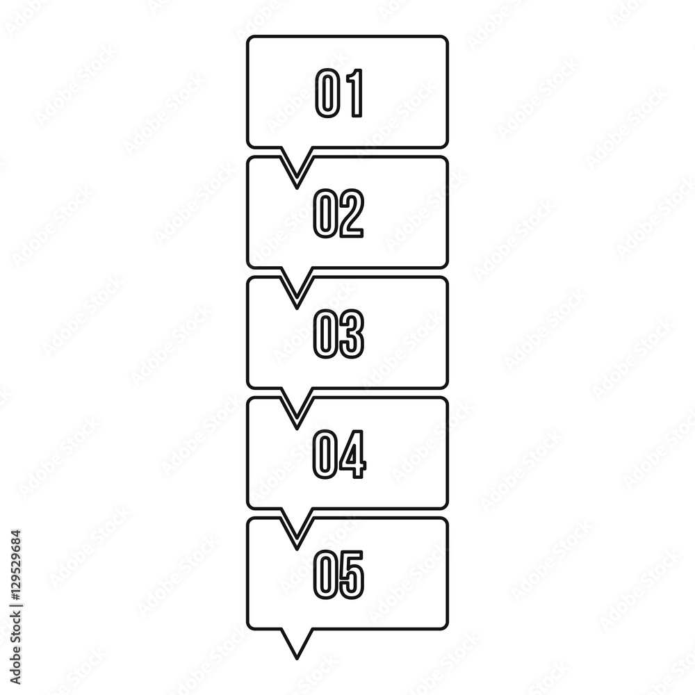 Five steps infographic icon. Outline illustration of five steps ...