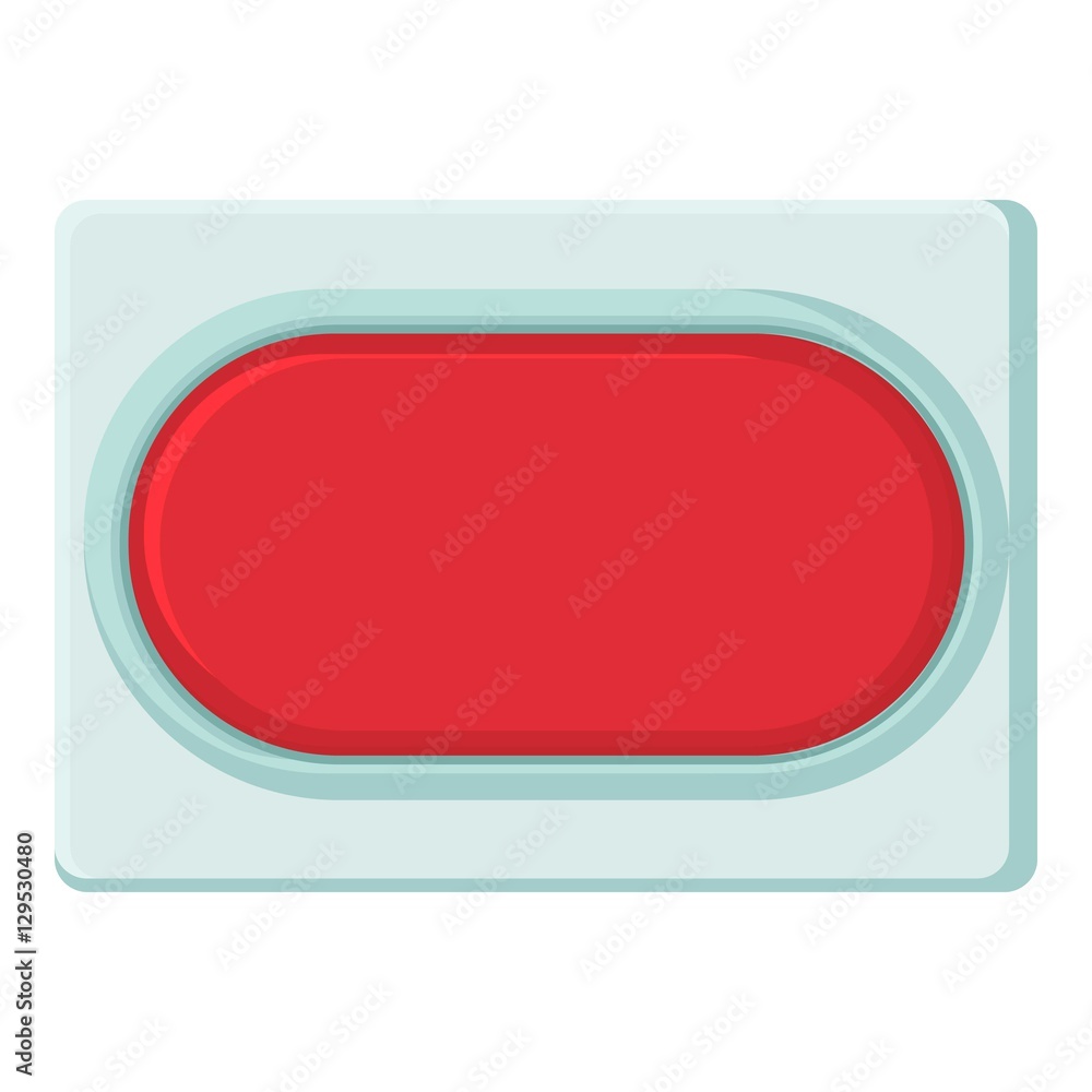 Red rectangular button icon. Cartoon illustration of red rectangular ...