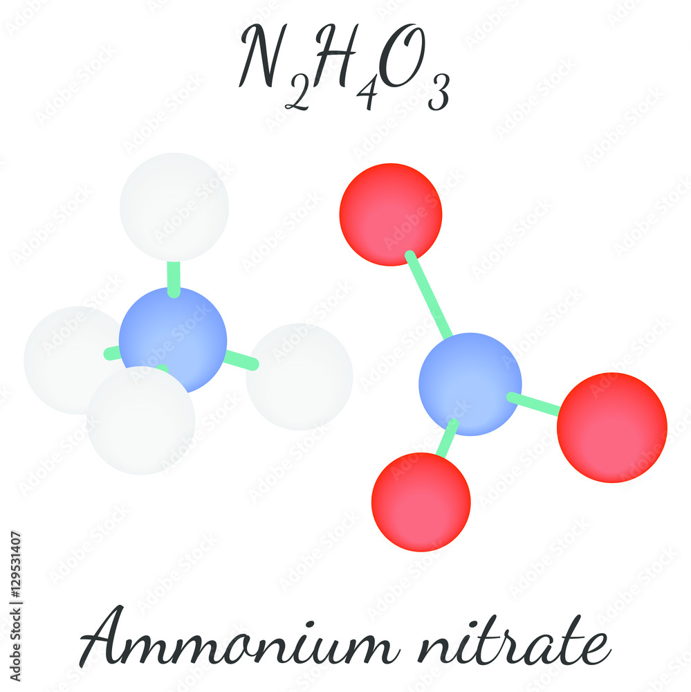 Ammonium nitrate N2H4O3 molecule Stock Vector | Adobe Stock