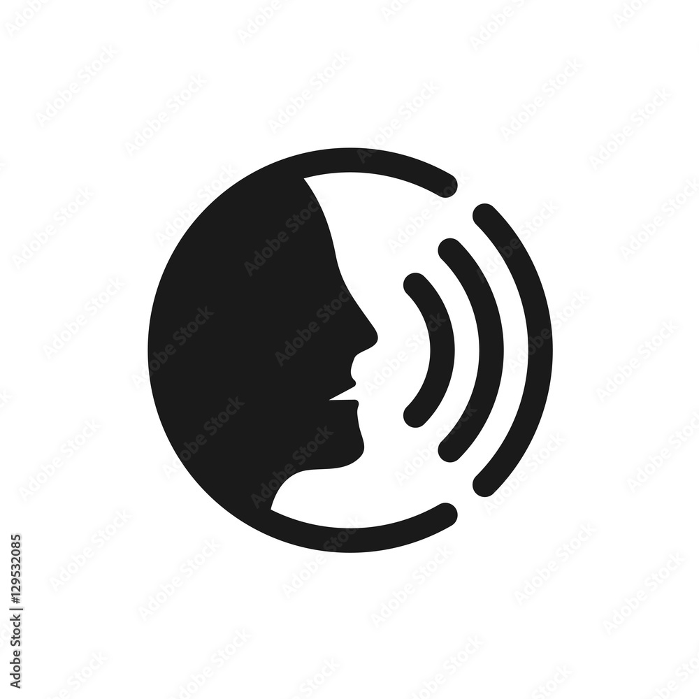 Voice command control with sound waves icon เวกเตอร์สต็อก | Adobe Stock